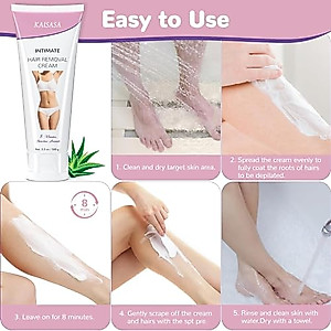 Hair Removal Cream for Women, Intimate Skin Friendly Depilatory Cream for Unwanted Hair in Underarms, Private Parts, Pubic & Bikini Area, Painless Flawless Depilatory Cream, Sensitive Formula