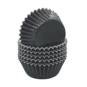 Huaswan Classic Black Paper-Lined Foil Cupcake Liners Standard Baking Cups for Party and More, 120-Count