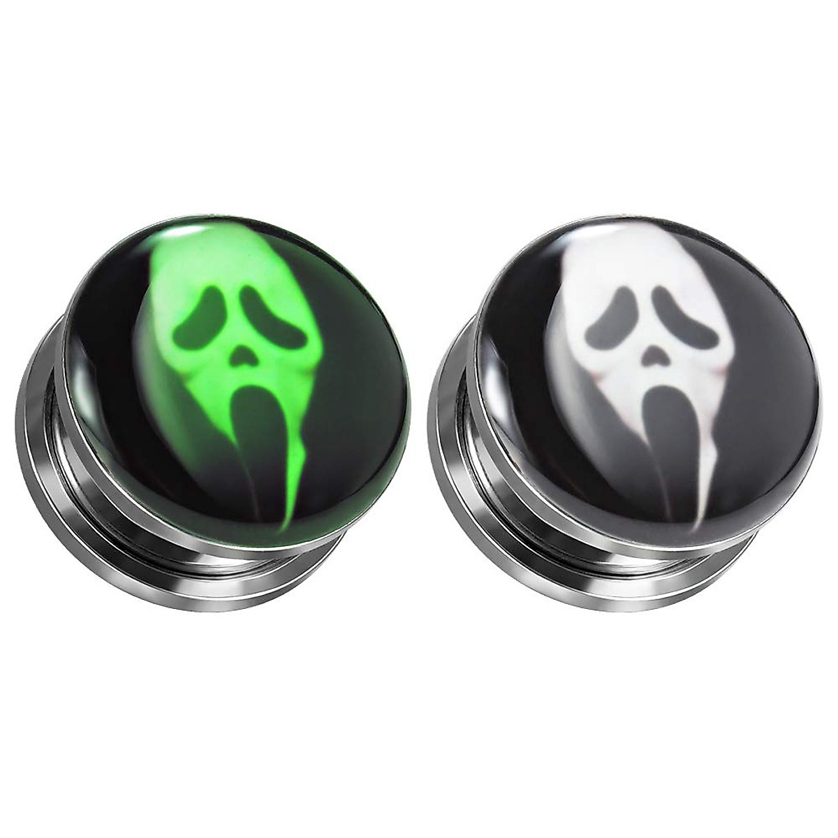 TBOSEN 8 Pcs Stainless Steel Fluoresscence Epoxy Screw Fit Ear Gauges Ear Plug Flesh Piercing Jewelry 2g - 1-3/16 inch