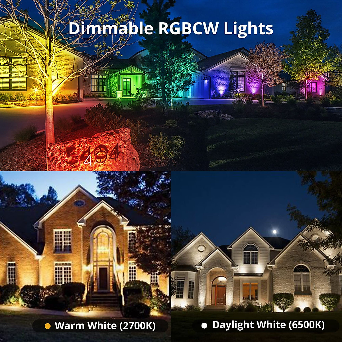 UME 7.5W Smart RGB Color Changing Christmas Lighting LED 120v AC Landscape Lights with APP Control, 400Lumens Bluetooth IP65 Waterproof, Path Lights for Garden Yard Pool Patio Flag Outdoor Spotlights