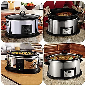 Vodolo Oval Slow Cooker Heat Resistant Mat for 6-8 Quart, Appliance Slider Function Countertop Protector Compatible with Crock-Pot/Elite Gourmet/Hamilton Beach etc 6-8 Quart Oval Slow Cooker