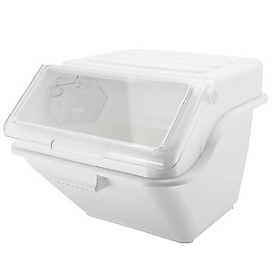 Restaurantware Met Lux 13 Gallon Ingredient Bin 1 With Lid Food Storage Bin - With Measuring Scoop Stackable White Plastic Commercial Flour Bin Easy Access For Kitchen Or Storage