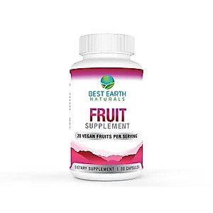 Best Earth Naturals Fruit Supplement - 20 Concentrated Super Food Fruits Per Serving; with Aloe Vera, Cherry, Cranberry, Papaya, Acai, Goji Berry, Pomegranate, and More! Vegan