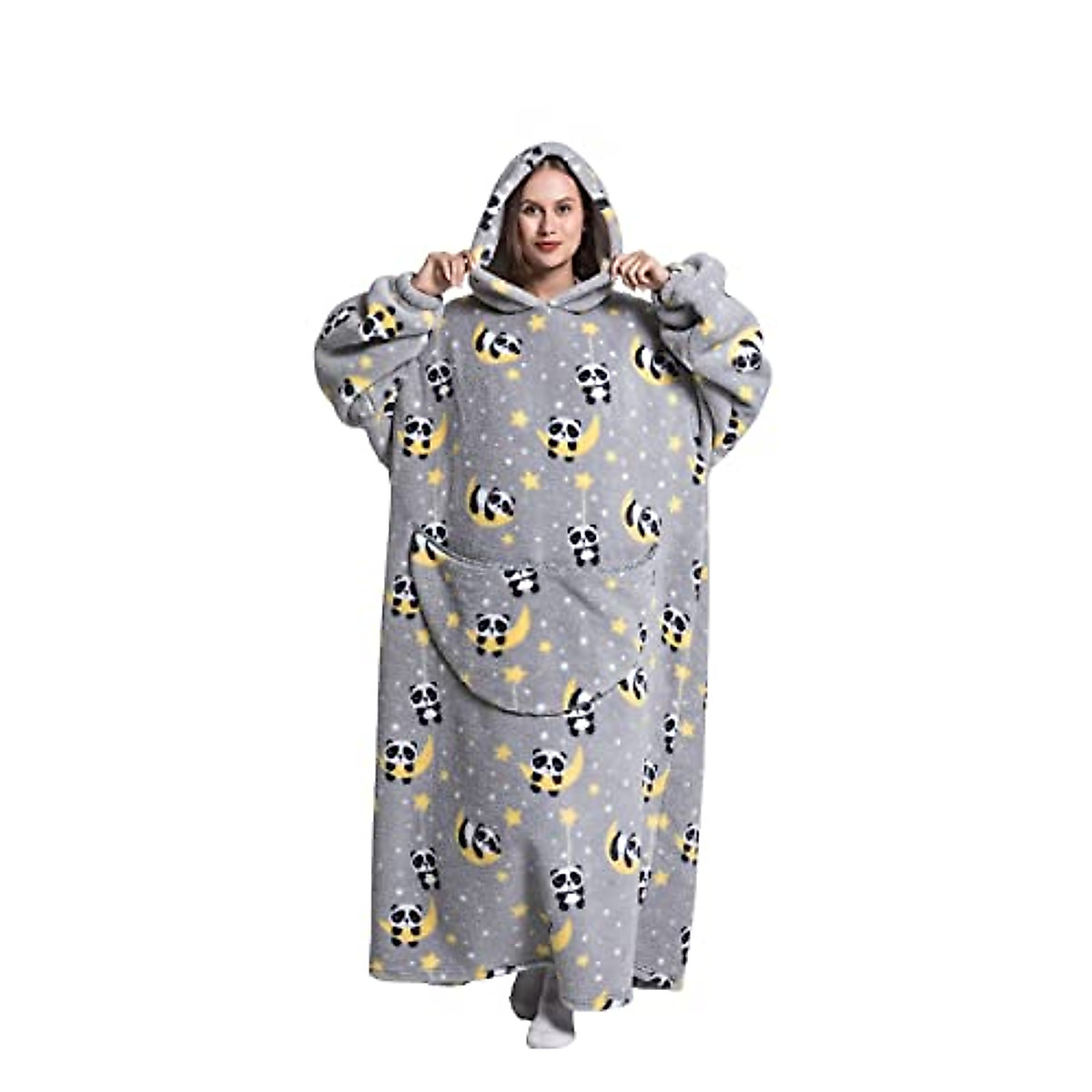 Oversized Blanket Hoodie - Wearable Blanket Adult Giant Hoodie Cozy Sweatshirt for Adults Women Men, Gift,Snuggle Fuzzy Sherpa Fleece Hoodie with Zipper and Giant Pocket