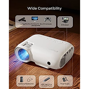 4K Projector - Portable Bluetooth Projector with Netflix, Smart WiFi Projector 400 ANSI Lumen Native 1080P, Phone Projector with Built-in Netflix/Prime Video/YouTube, YOTON Y9 Home Movie Projector