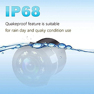 Backup Camera, JPP Embedded Front/Rear View Camera Waterproof Reverse Camera, IR Night Vision Reverse Camera Parking Guide Line & Screen Mirror Image on/Off for Truck, Car, Travel Trailer.