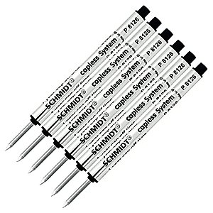 Retro 1951 Short Capless Rollerball Ink Refill Fine Tip, Schmidt P8126, P8126 Short Black, 6-Pack Schmidt Capless Roller Ball refills, fits Retro 51 Tornado Roller Ball Pens.