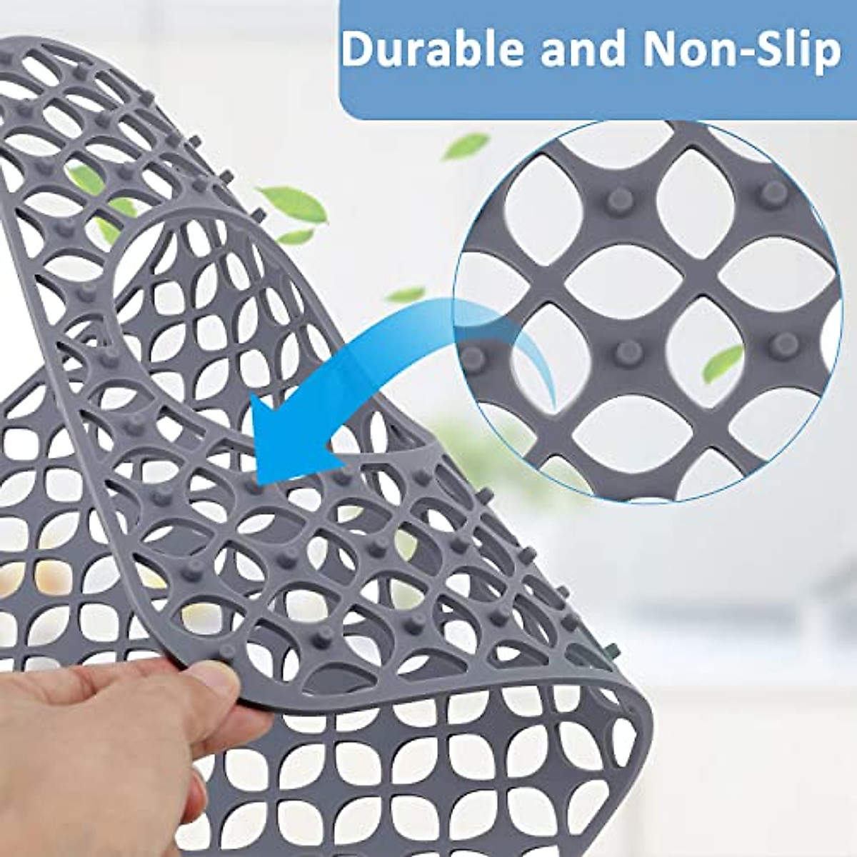 NCUUBR Silicone Sink Mats for Bottom of Kitchen Sink, 2 PCS Sink Mat and Protectors for Stainless Steel Sink, 13.58 ''x 11.6 '' Rear Drain Non-slip Sink Protectors