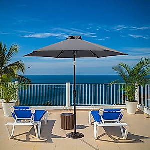 FLAME&SHADE 7.5 ft Outdoor Market Patio Table Umbrella with Tilt, Anthracite