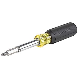 Klein Tools 32500MAG Magnetic Multi-Bit Screwdriver / Nut Driver, 11-in-1 Multi Tool with 8 Bits, 3 Nut Driver Sizes, Cushion Grip Handle