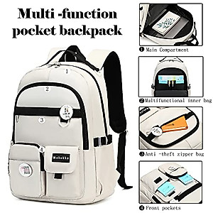 Makukke School Backpack for Women, Laptop Backpack 15.6 Inch College School Bag Anti Theft Travel Daypack Bookbag for Girls