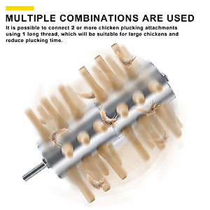 ZenxyHoC Chicken Plucker Drill Attachment, 3/8" MPT Shank Stainless Steel Chicken Plucker Machine, 18 Soft Fingers Poultry Defeathering Machine for Chicken Turkey Pheasant