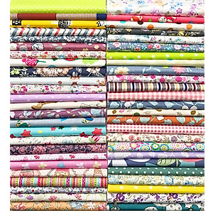 Cotton Quilting Fabric Misscrafts 50pcs 8" x 8" (20cm x 20cm) Craft Supplies Top Fat Quarter Bundles Floral Precut Fabric Square for DIY Craft Patchwork