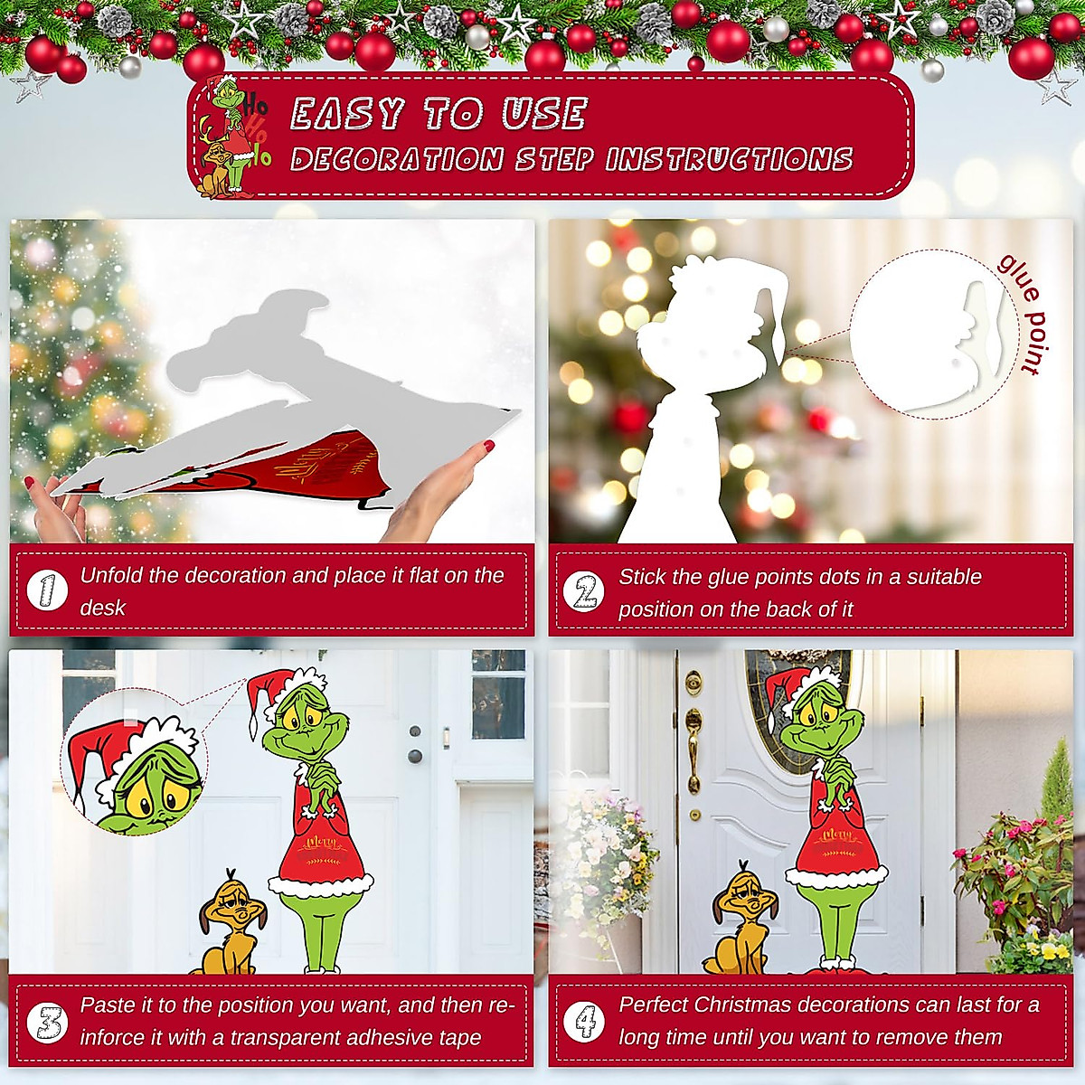 Large Funny Christmas Decorations, Christmas Classic Cardboard Cutouts for Xmas Wall Door Tree Porch Window Decor (Style1)