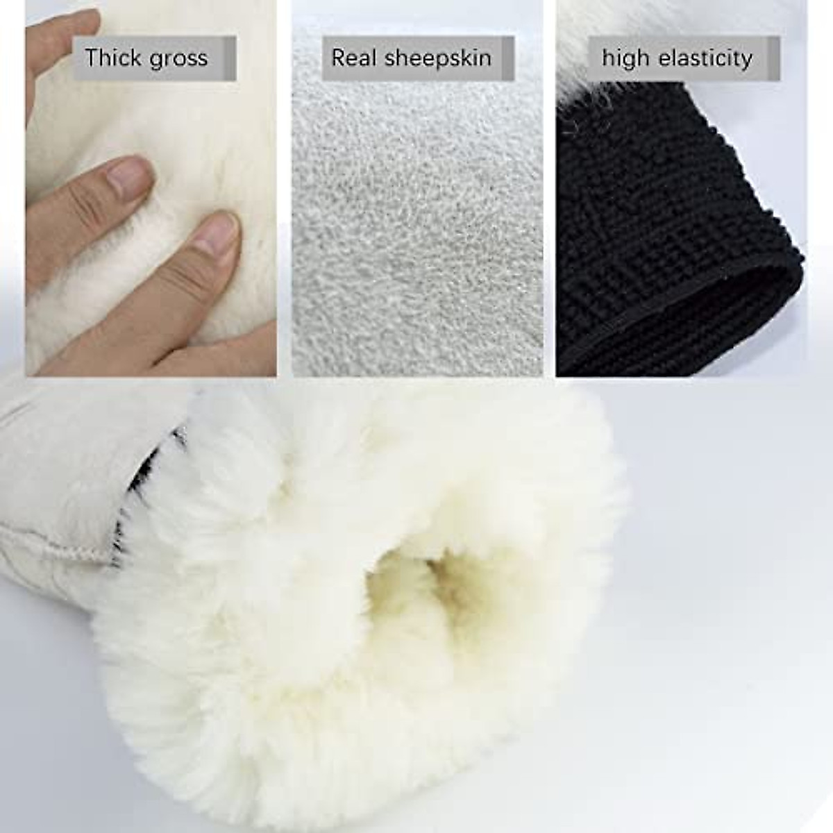 Gracefur Car Wash Mitt Real Sheepskin Wash Mitt Ultra-Soft Extra Large Size Scratch-Free Wash Mitt (Fingers, White)
