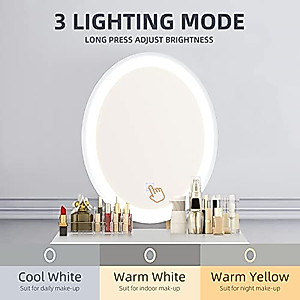 YOURLITE Makeup Vanity Table Set with 3 Modes Adjustable Lighted Mirror Cushioned Stool, Dressing Table for Small Space