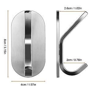 Towel Hook Adhesive Hooks, 4 Pack Towel Racks for Bathroom Stainless Steel 3.15 inch Wall Hooks Hanger Towel Holder Heavy Duty Robe Coat Hook for Towel, Coat, Robe, Cloth, Hat (Silver)