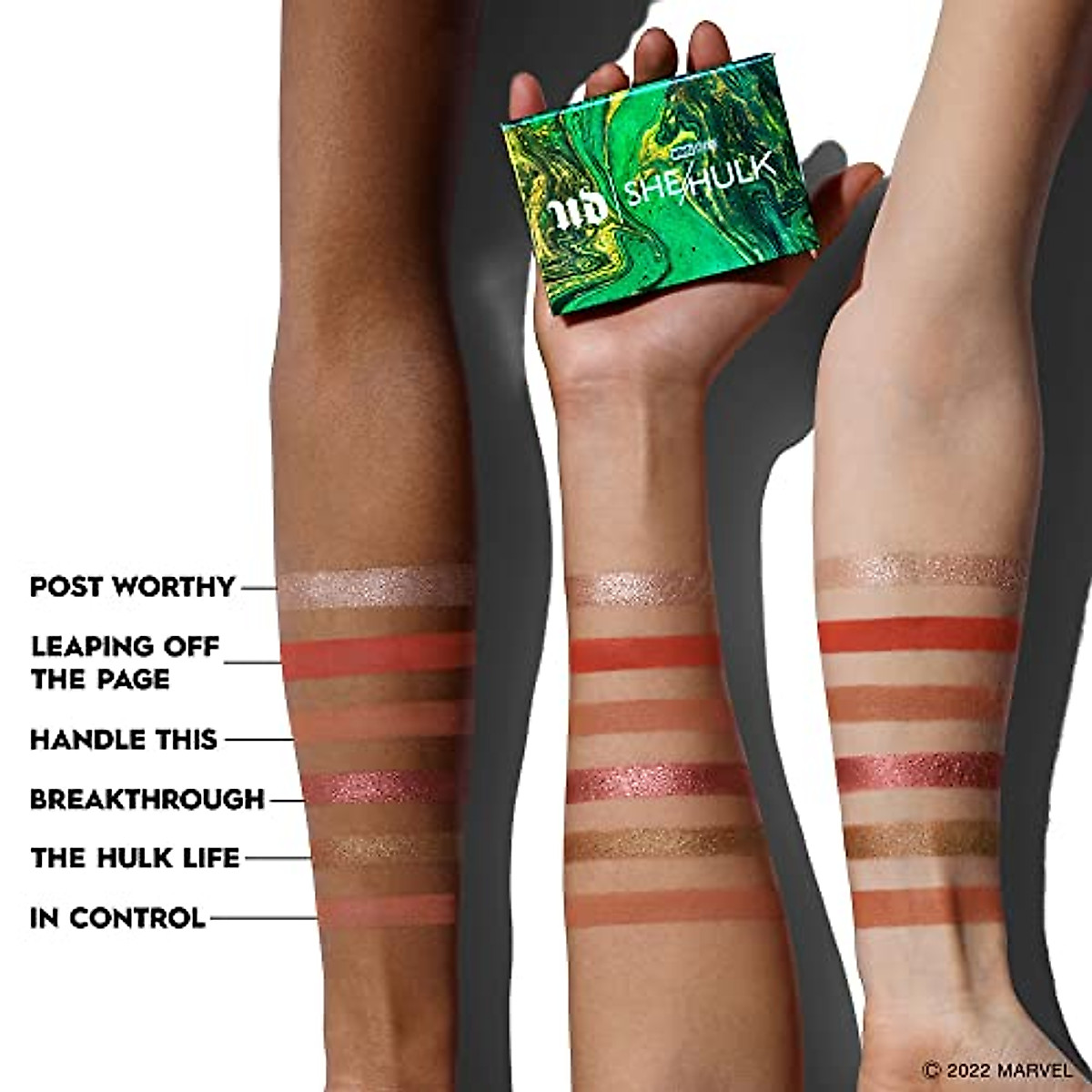 URBAN DECAY x Marvel Studios She-Hulk Mini Eyeshadow Palette - 6 Limited-Edition Matte & Moondust FX Shimmer Shades - Ultra-Blendable & Richly Pigmented - Vegan