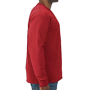 Jerzees Men's Dri-Power Cotton Blend Long Sleeve Tees, Moisture Wicking, Odor Protection, UPF 30+, Sizes S-3X, True Red, X-Large
