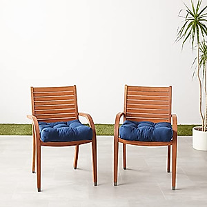 Amazon Basics Tufted Outdoor Patio Square Seat Cushion 19 x 19 x 5 Inches, Insignia Blue - Pack of 2