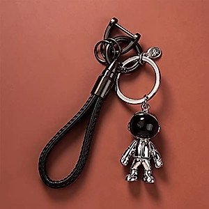 Space Astronaut Key Chain Space Robot Key Chain Ring Decorations Black Keychains for Men Boyfriend Birthday Gifts (black)