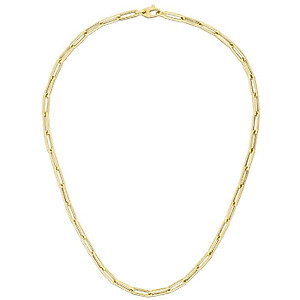 The Diamond Deal 10k SOLID Yellow Gold 4.2mm Lite Paperclip Chain Necklace or Bracelet for Pendants and Charms with Lobster-Claw Clasp (7.5", 18", 24 inch)