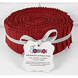 Soimoi 40Pcs Solid Red Cotton Precut Fabrics for Quilting Craft Strips 1.5 Inches Jelly Roll