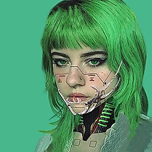 KF Ornament CyberPunk Cyborg Masquerade Mask, Half Face Mardi Gras Mask Metal Mask Liquid Irregular Fluid Face for Halloween/Costume/Phantom of the Opera (Cyberpunk)
