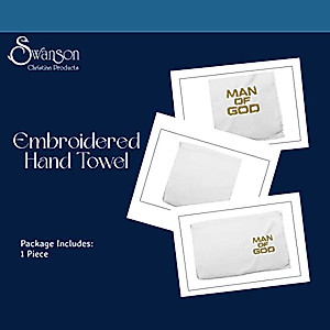 Swanson Christian Products Embroidered Hand Towels - 'Man of God' - Gifts for Pastor, Clergy, & Ministers - Pastor Towel - Cotton Towel - White with Gold Lettering