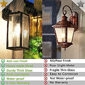 Outdoor Wall Lights with GFCI Outlet, Wall Light Fixture Porch Light Wall Lantern, Waterproof Exterior Wall Sconce, Black Wall Mounted Lighting Black for House Outside Garage, 2-Pack