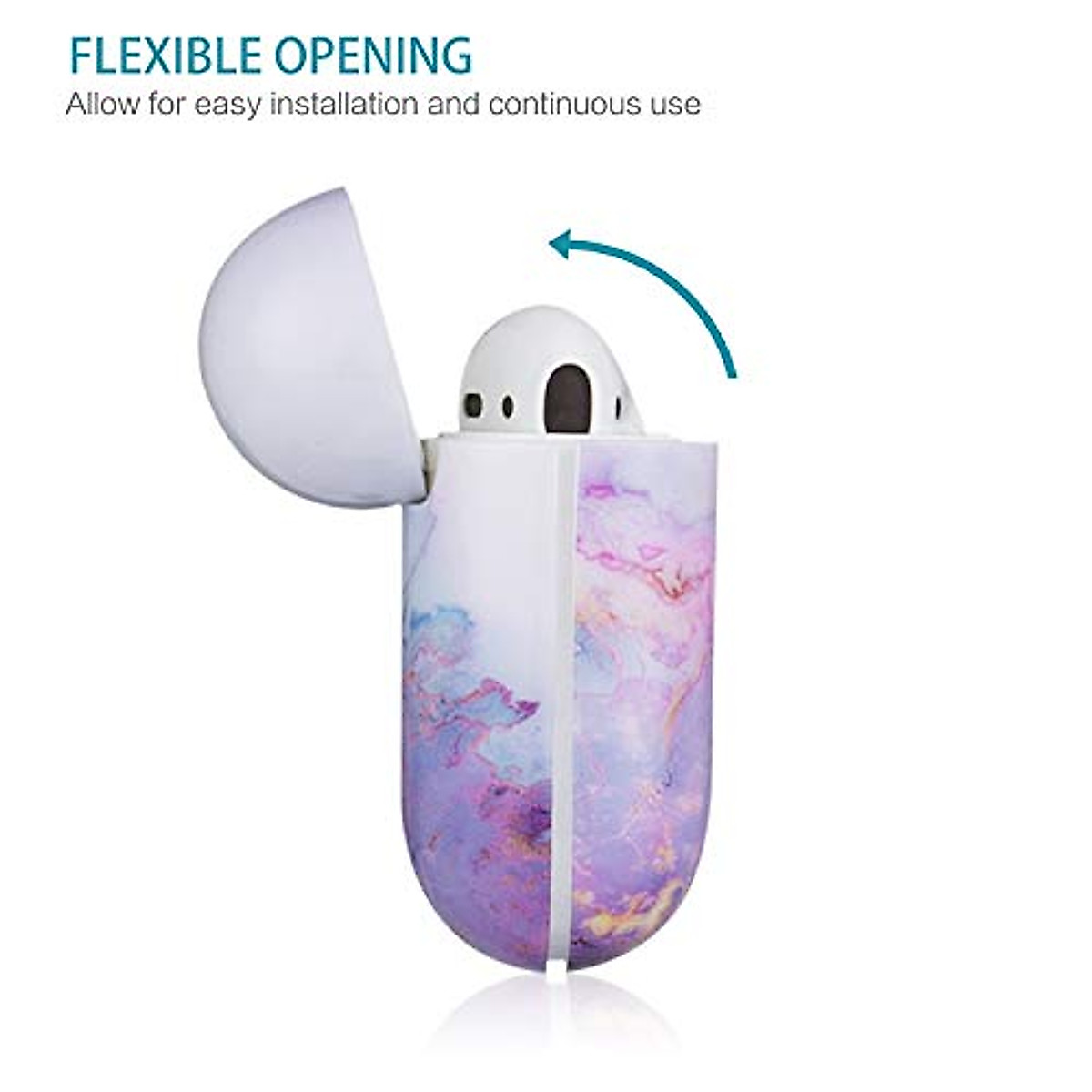 Airpods Case, Vimorco Portable Shockproof Hard Protective Case 5 in 1 Protective Cover Accessories for Airpods 1&2 Charging Case (Purple Marble)