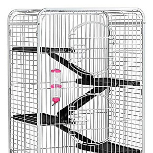 Yaheetech Large Rolling Cat Kitten Cage 6-Tier 52" Metal Kitten House for Ferret Chinchilla Rabbit Squirrels w/ 3 Front Doors/Pet Bowl/Water Bottle White