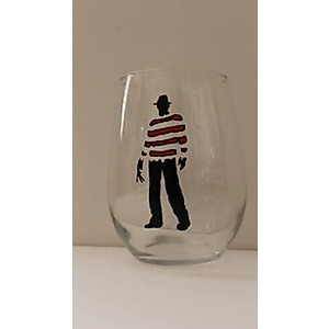 Freddy Krueger Silhouette Hand Painted Wine Glass/Nightmare on Elm Street