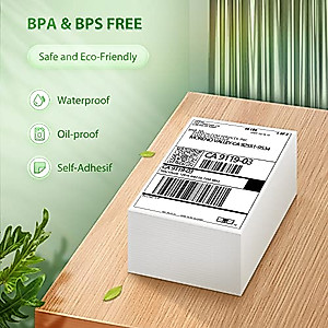 JADENS 3''x5'' Direct Thermal Labels, Perforated Shipping Labels, Adhesive Blank Stickers for Postage, Address, Mailing, Compatible with Thermal Label Printer, 500 Fanfold Labels per Stack
