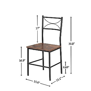 DREAMWZC 3-Piece Space-Saving Square Dining Table with Two Chairs,Perfect for Small Dining Rooms, Living Rooms, and Balconies,Brown