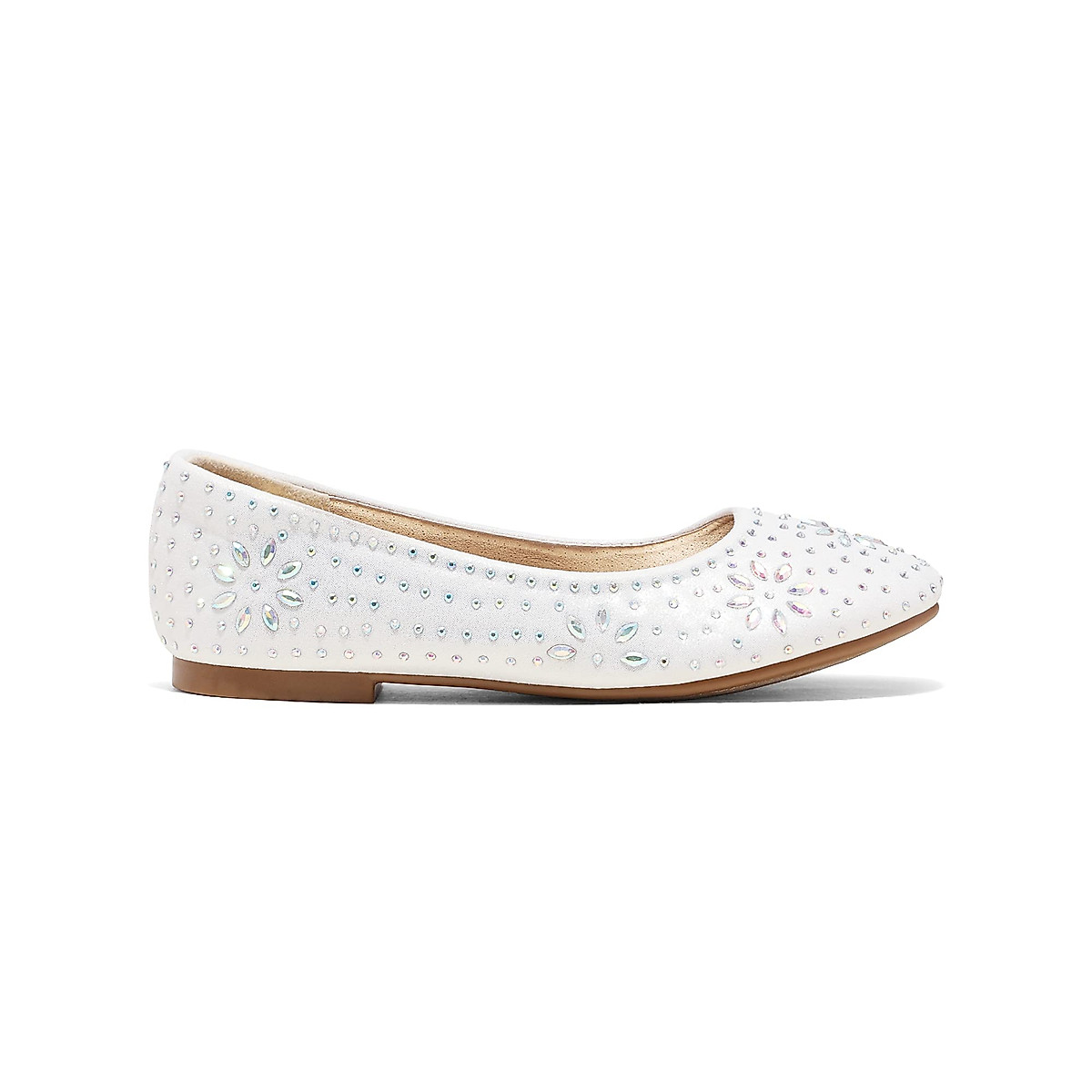 Dream Pairs NINA-100 Mary Jane Rhinestone Embelishment Slip On Versatile Ballerina Flat (Toddler/ Little Girl) New ,White(2)