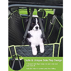 nzonpet 4-in-1 Dog Car Seat Cover, 100% Waterproof Scratchproof Dog Hammock with Big Mesh Window, Durable Nonslip Dog Seat Cover, Pets Dog Back Seat Cover Protector for Cars Trucks SUVs - Green