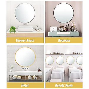 SCWF-GZ 2 Packs of 12" Round Mirror Circle Wall Mounted Hanging or Against Wall Metal Frame Dressing Make-up Mirrors for Entryway Bedroom Bathroom Living Room 12 inch Gold Small