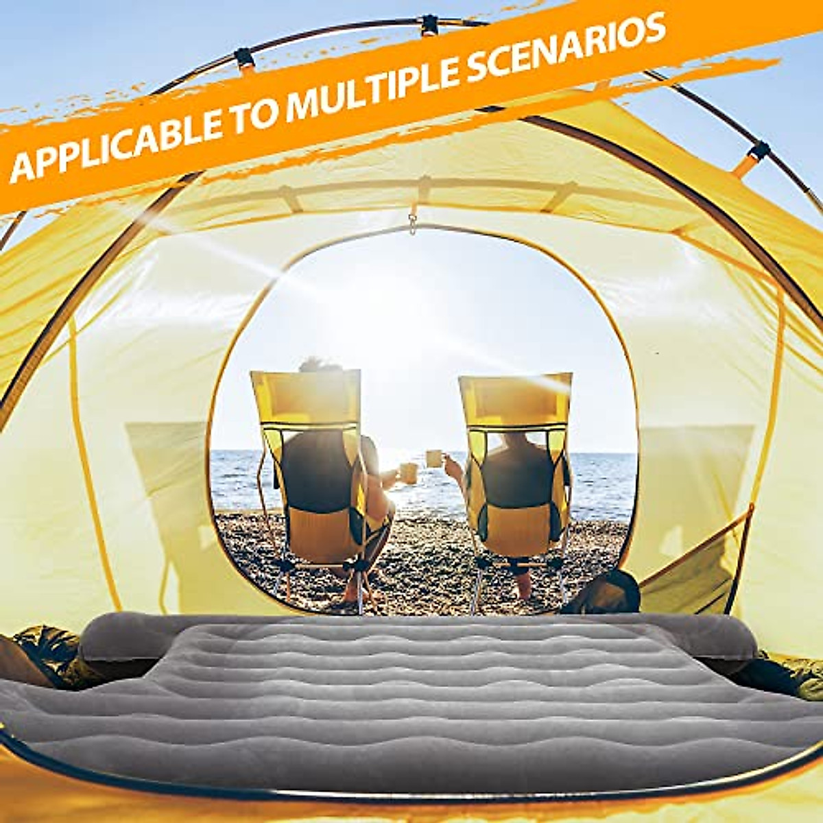 Aotiyer Truck Bed Air Mattress for 5.5-5.8Ft Inflatable Air Mattress for Short Truck Beds Truck Tent Camping Accessories with Pump Pillows Full Size Compatible with F150, Ram, GMC, ect