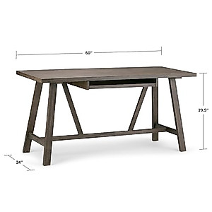 SIMPLIHOME Dylan SOLID WOOD Modern Industrial 60 inch Wide Home Office Desk, Writing Table, Workstation, Study Table Furniture in Driftwood