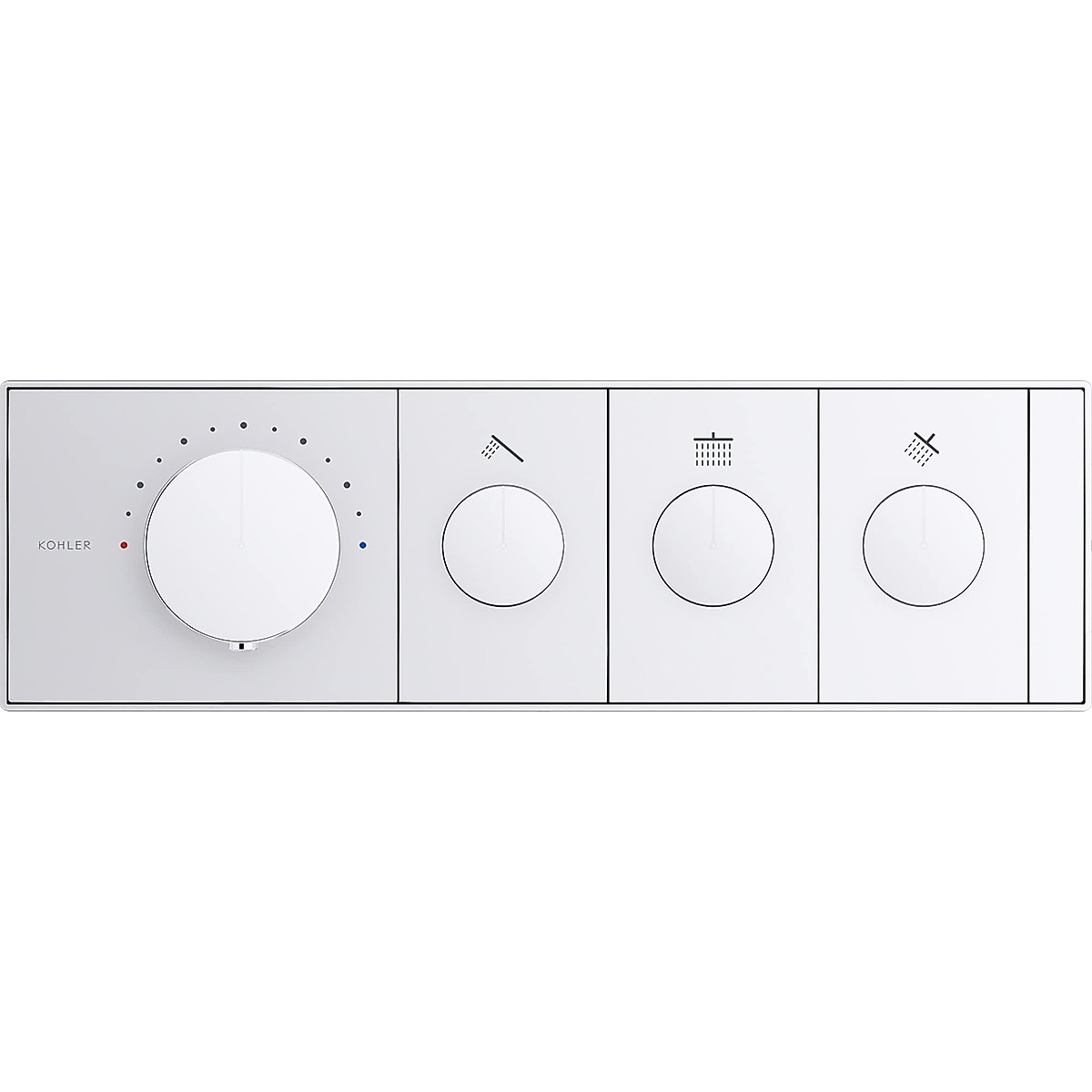 KOHLER 26347-9-CP Anthem Digital Thermostatic Valve Control Panel, Three-Outlet, Recessed Push Buttons, Polished Chrome