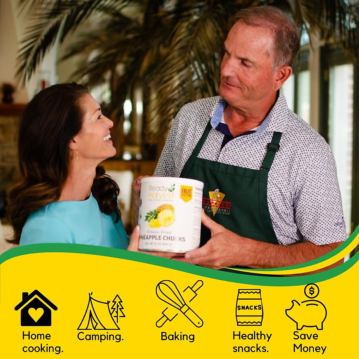 Ready Harvest Freeze Dried Pineapples Whole Foods for Emergency Food Storage, Camping Supplies, and Survival Kits | Sealed Fresh in #10 Can | 30 Year Shelf Life | 1 Can