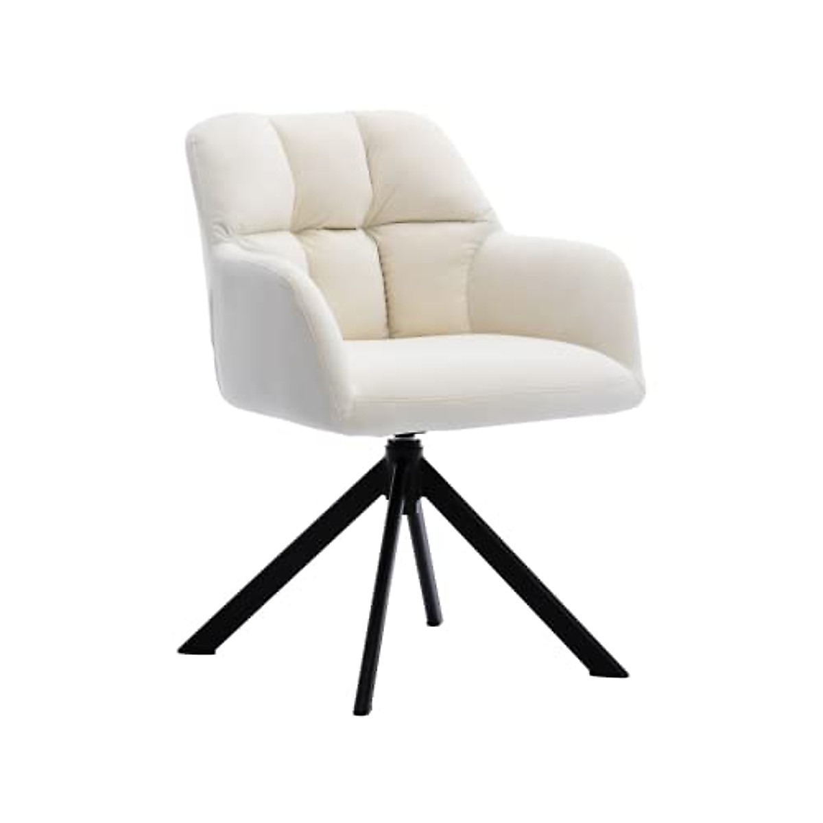 Shunzhi Modern Velvet Office Chair No Wheels Swirl Desk Chair Comfy Computer Task Chair Metal Legs Upholstered Accent Arm Chair for Living Room/Bedroom/Small Spaces/Home Office, White
