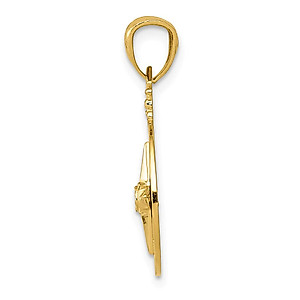 Solid 14k Yellow Gold Diamond-cut Compass Pendant Charm 22mm - Jewelry Gifts For Women Wife Mom Gifts For Men Husband Dad