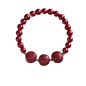 HIGOH 朱砂三合生肖手串本命年紫金砂手链兔年三合解太岁 (6mm生肖马破太岁【虎狗三合解太岁】)