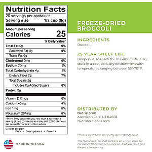 Nutristore Freeze Dried Broccoli | Vegetables for Healthy Snack or Long Term Storage | Emergency Survival Canned Food Supply | Bulk #10 Can Veggies | 25 Year Shelf Life (4-Pack)