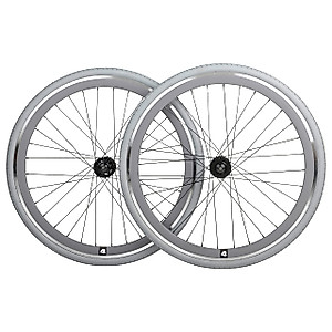 Retrospec Harper Plus Single Speed Wheelset - Lightweight 700 x 32c Commuter Tires - Stainless Steel Spokes & Rear Flip-Flop Hubs - Fixie Wheel Set with Double Wall Rims - Stone
