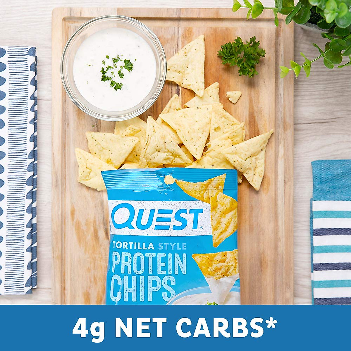 Quest Nutrition Tortilla Style Protein Chips, Ranch, Baked, 19g Protein, 4g Net Carb, Low Carb, Gluten Free, 1.1 Ounce (Pack of 12)