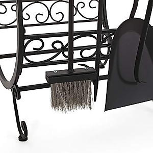 Christopher Knight Home Gloria Log Rack and Tool Set, Matte Black