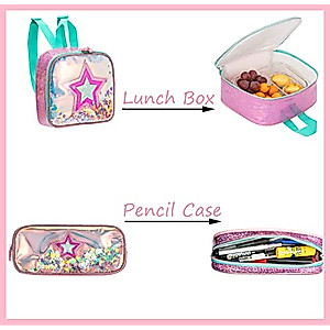 ZBAOGTW Backpack for Girls with Wheels,Rolling Backpack for Girls with Lunch Box and Pencil Bag Girls Trip Luggage